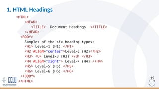 Section1 HTML (part 1) Web technology for b | PPT
