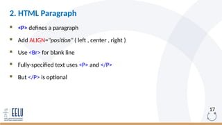 Section1 HTML (part 1) Web technology for b | PPT