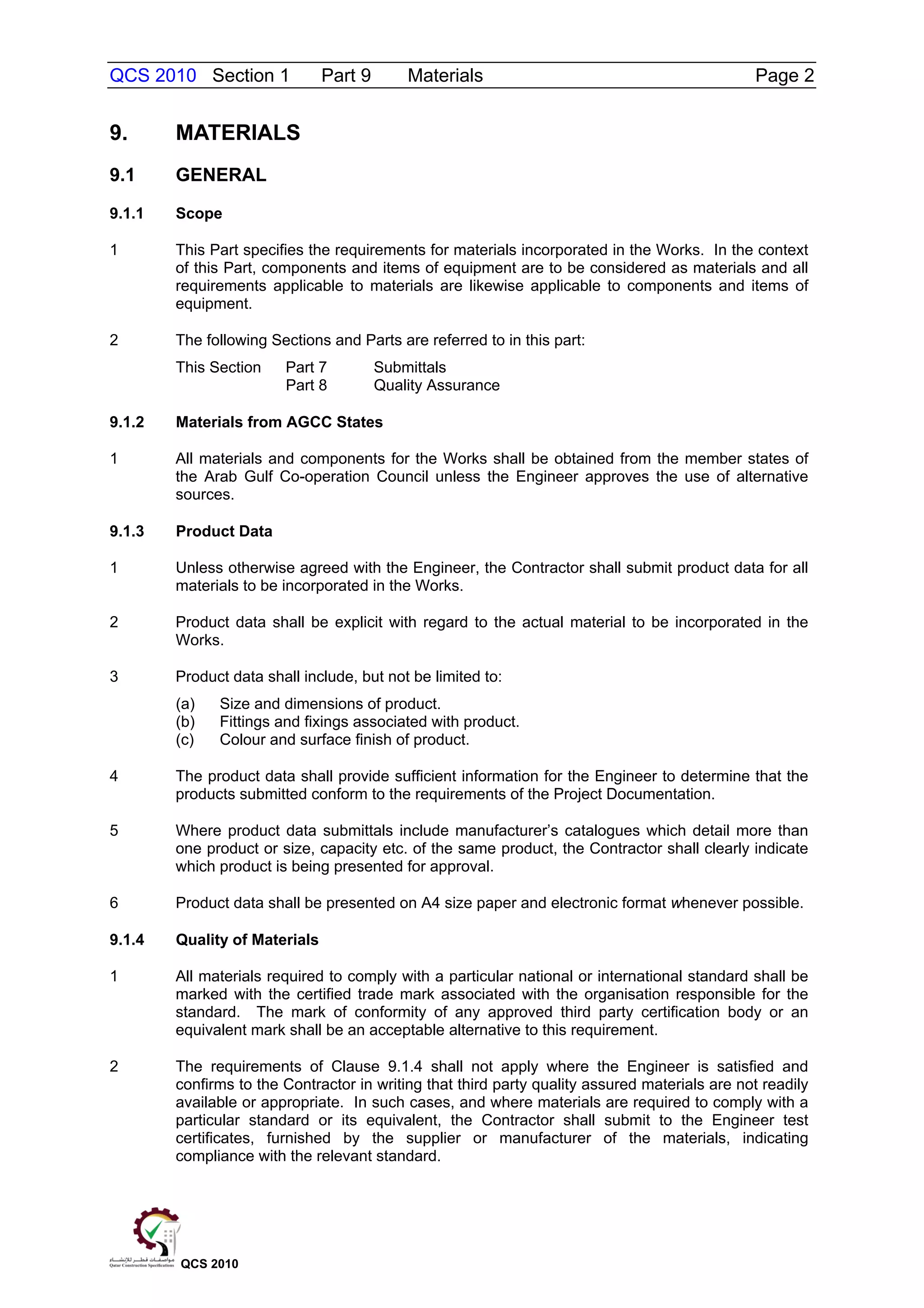 Section 1 part 9 materials | PDF