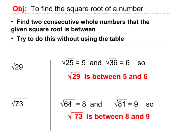 Section 2.7 square roots (algebra) | PPT | Science