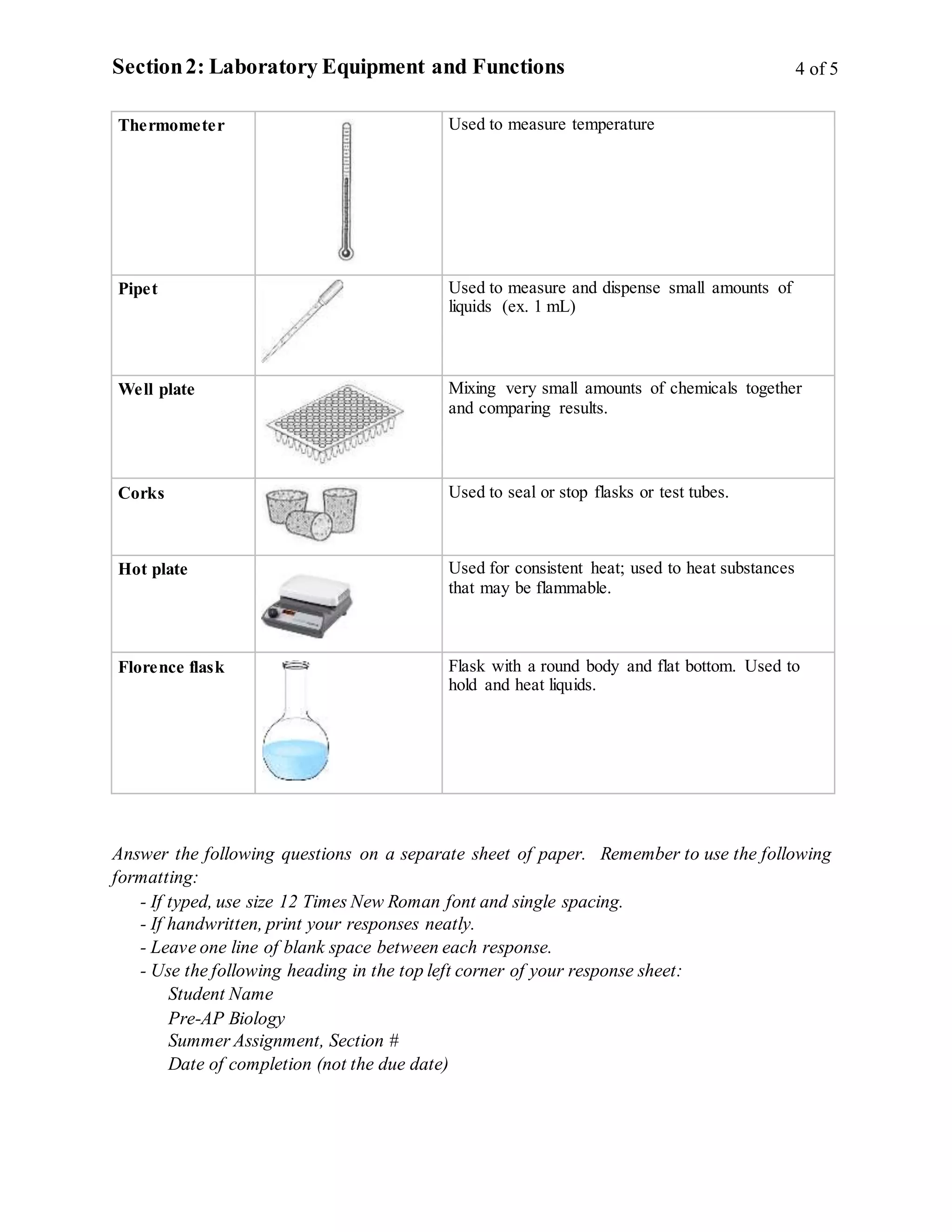 Section 2 laboratory equipment and functions | DOCX
