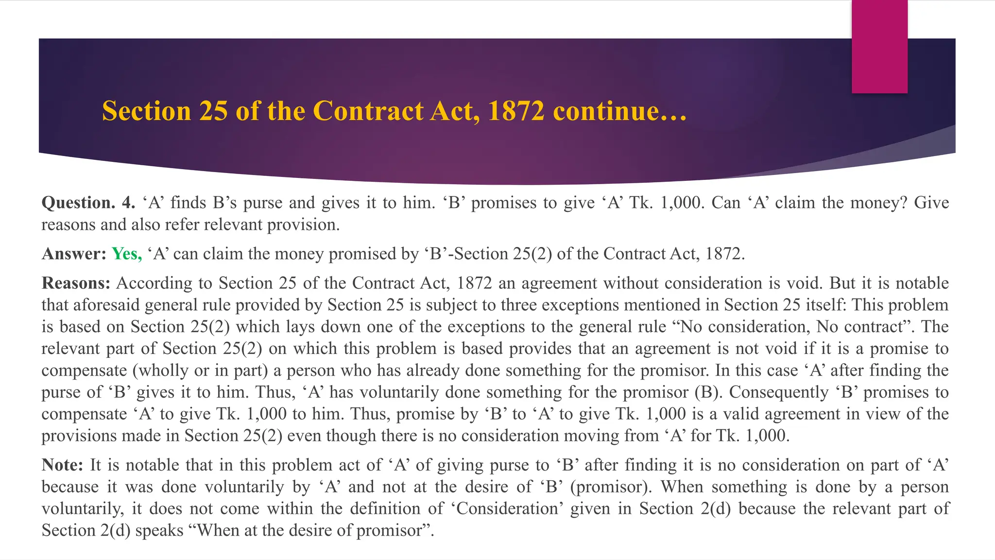 Section 25 of the Contract Act, 1872.pptx By Judge Nazmul Hasan. | PPTX