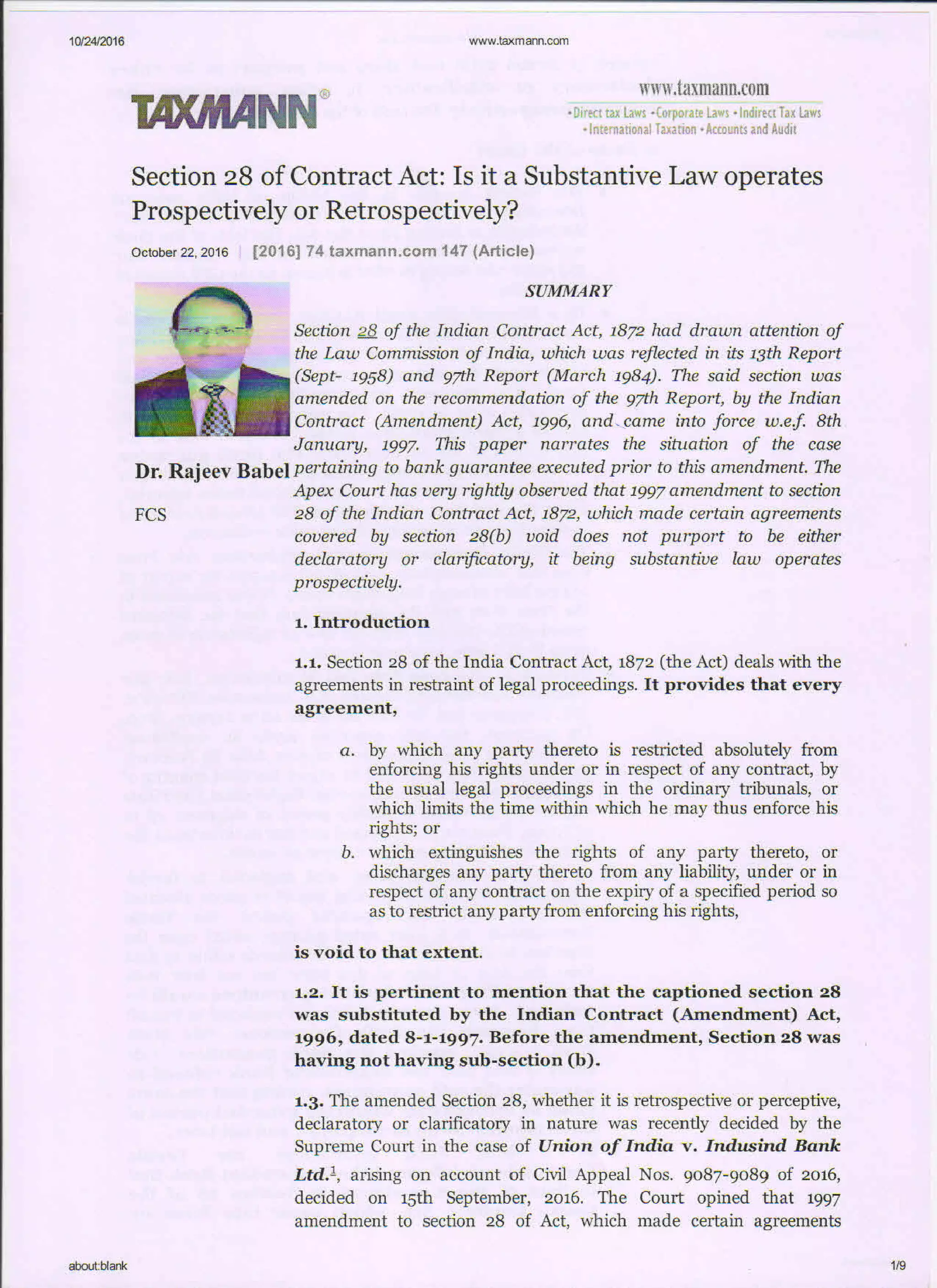 Section 28 of the contract act | PDF