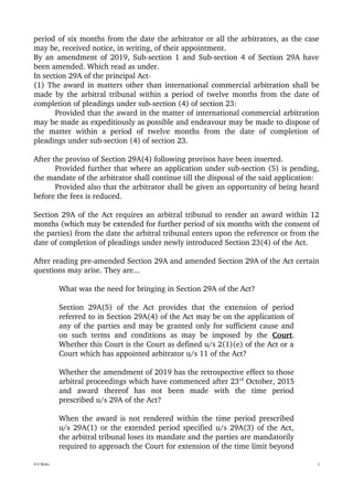 Section 29A of the Arbitration and Conciliation Act | PDF