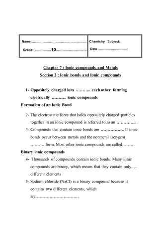 Section 2 ionic bonds and ionic compounds | DOCX