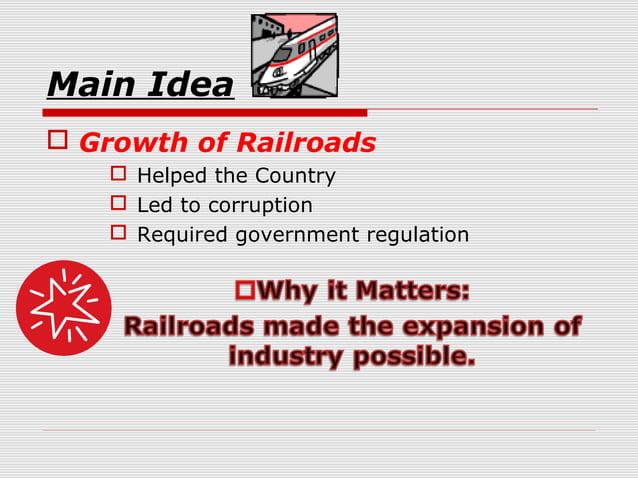 Ch. 14, Section 2- Rise of Railroads | PPT | Rail Travel | Travel Type