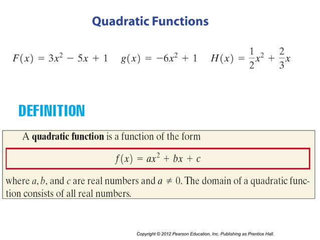 Section 3.3 quadratic functions and their properties | PPT