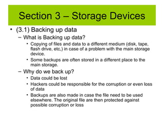 iGCSE Theory Unit 3 - backing up data | PPT