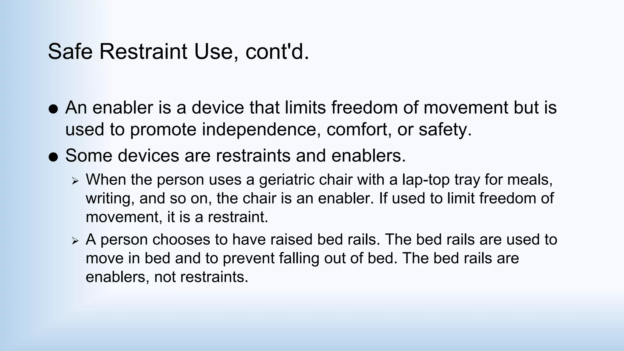 Section 3 restraint alternatives and safe restraint use-1 | PPTX
