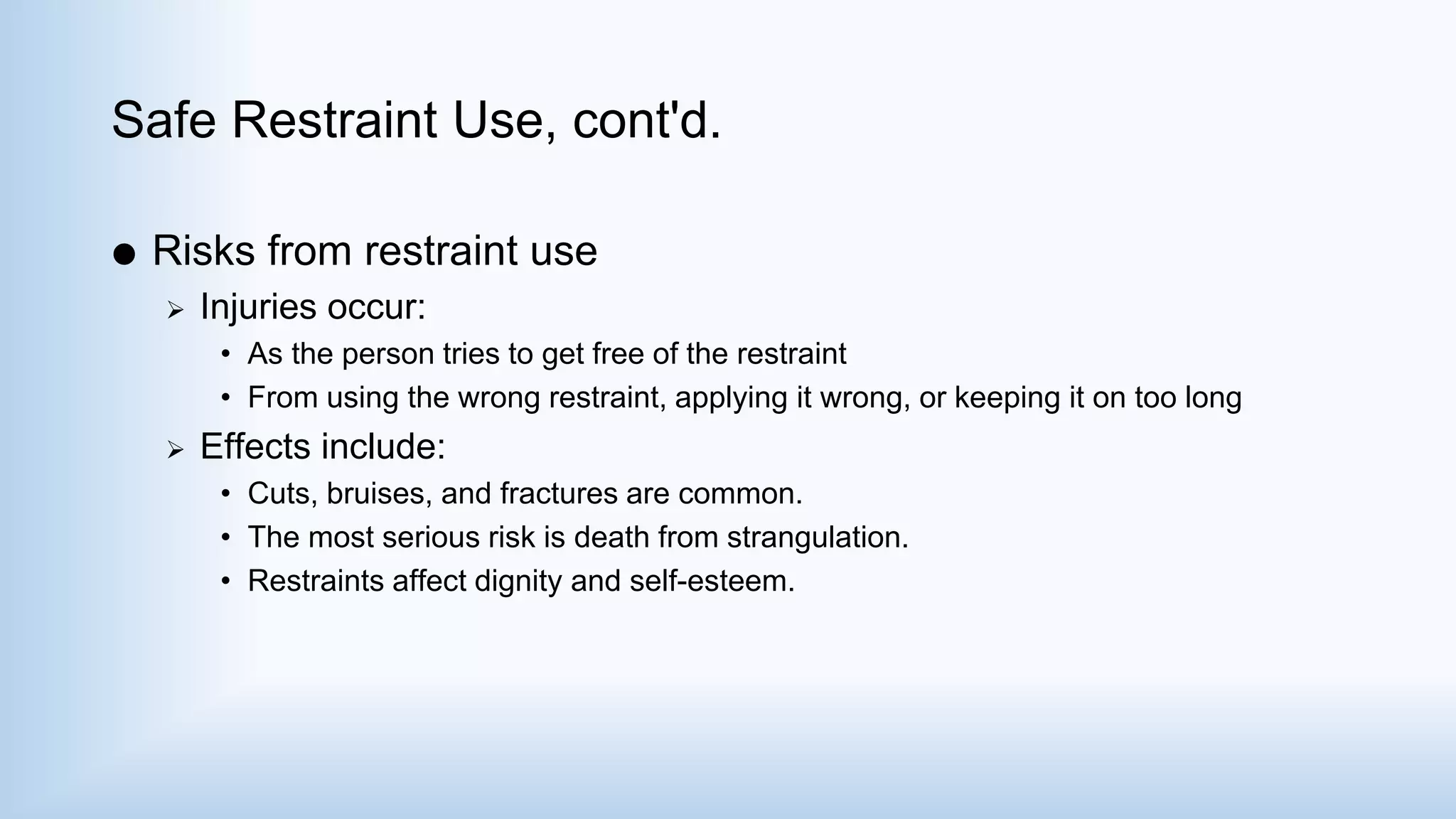 Section 3 restraint alternatives and safe restraint use-1 | PPTX