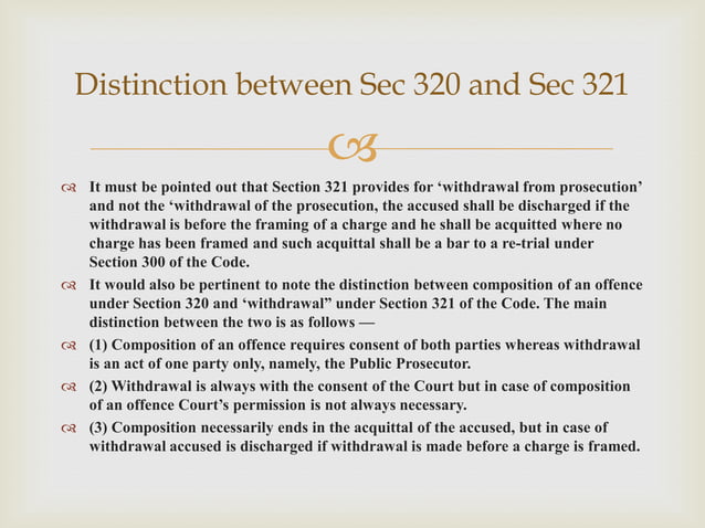 Section 321 cr pc withdrawal of prosecution | PPTX | Law