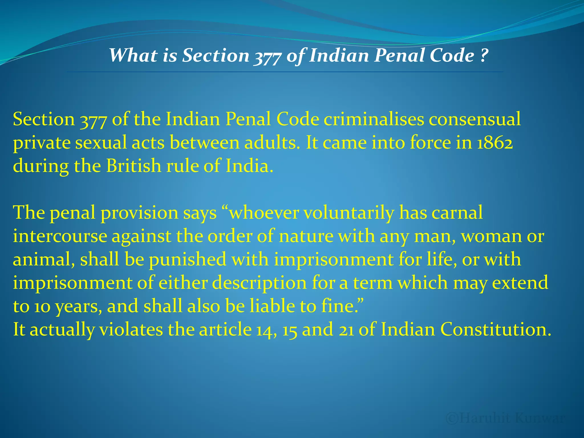 Section 377 of Indian Constitution. | PPT