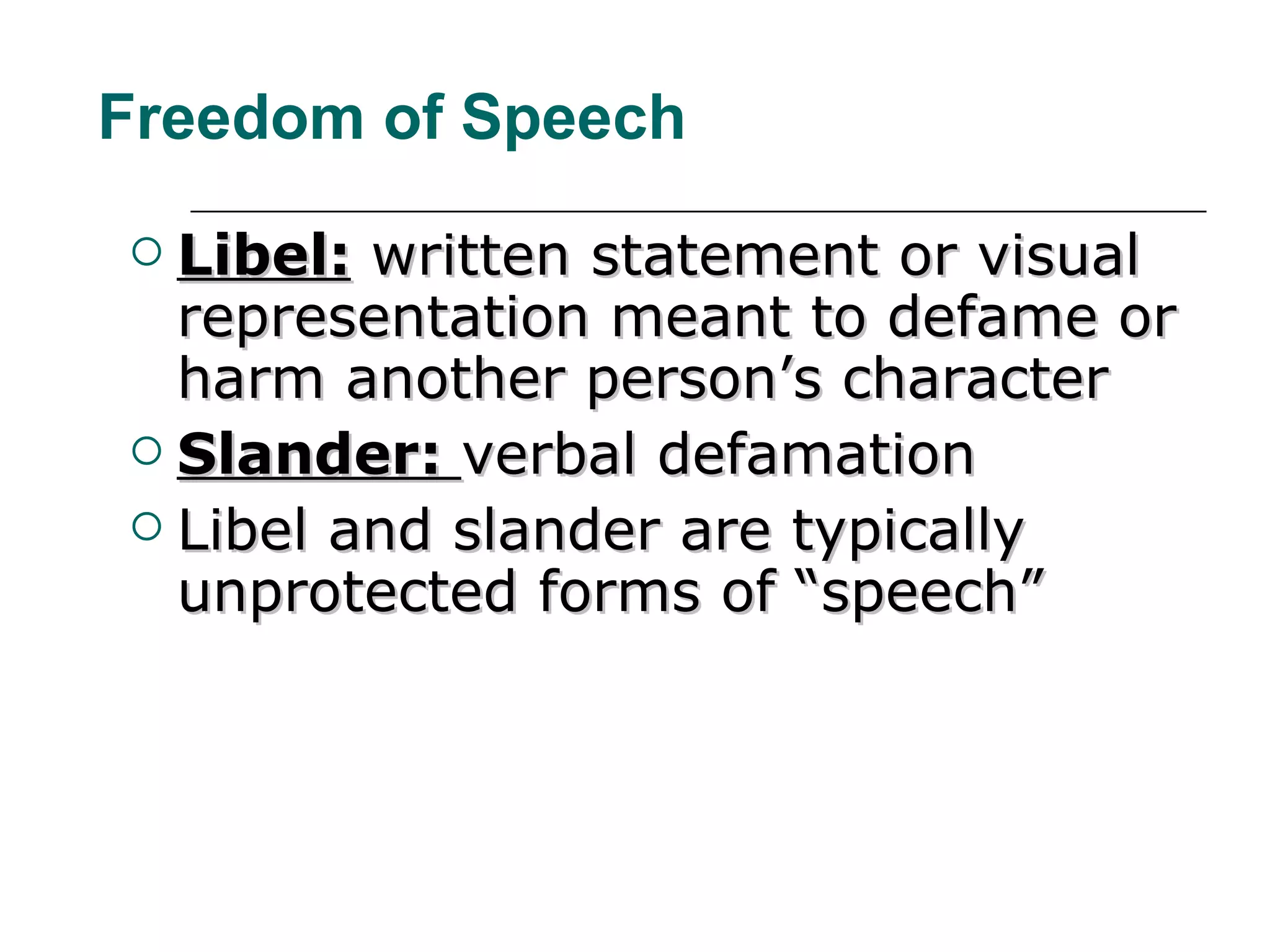 Section 3 notes speech and press | PPT