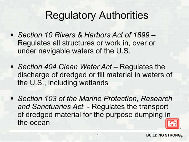 Section 404 Clean Water Act Overview Riparian Workshop | PDF ...