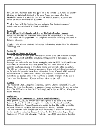 Important section of IT Act 2000 & IPC sections related to cyber law. | PDF