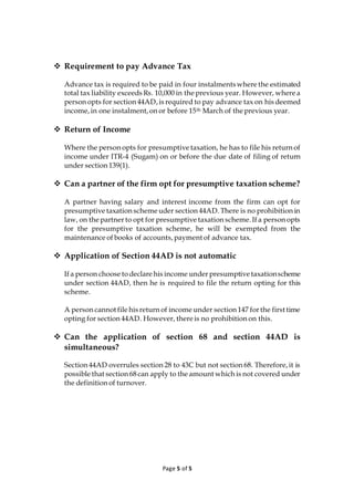 All about Section 44AD of the Income Tax Act | Sana Baqai | PDF