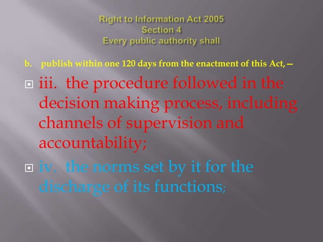 Sight to Information Act (India) Section 4 | PPT