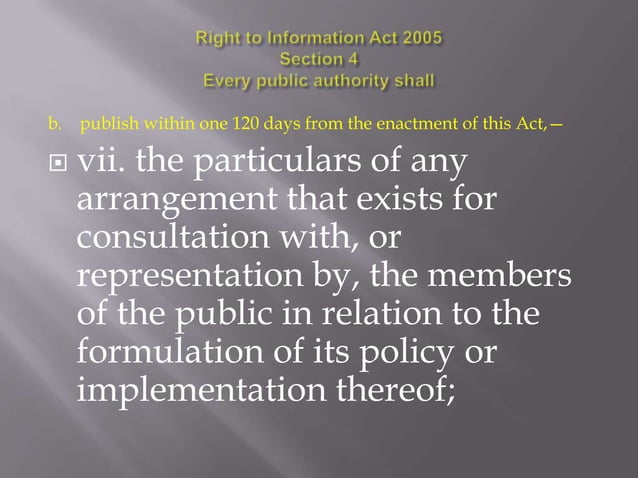 Sight to Information Act (India) Section 4 | PPT
