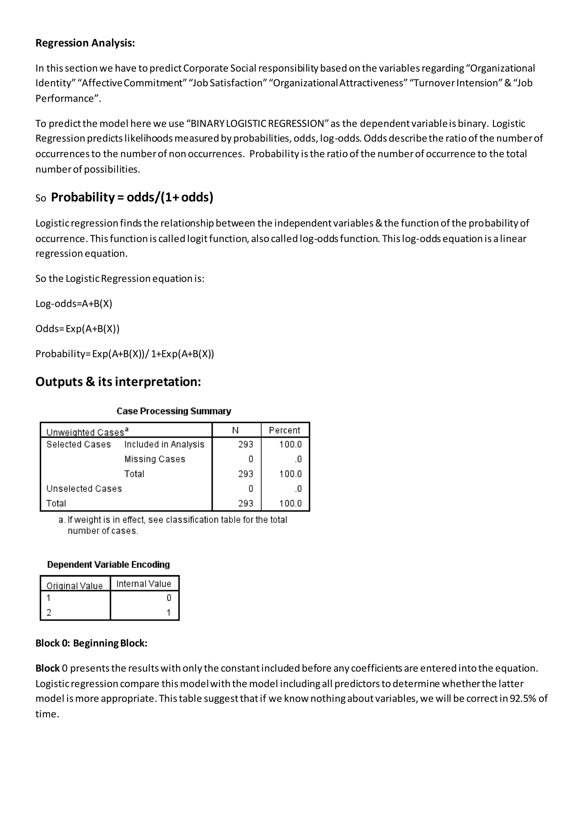 Binary Logistic Regression | DOCX Binary Logistic Regression | DOCX