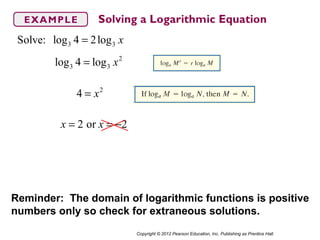 Section 5.6 logarithmic and exponential equations | PPT