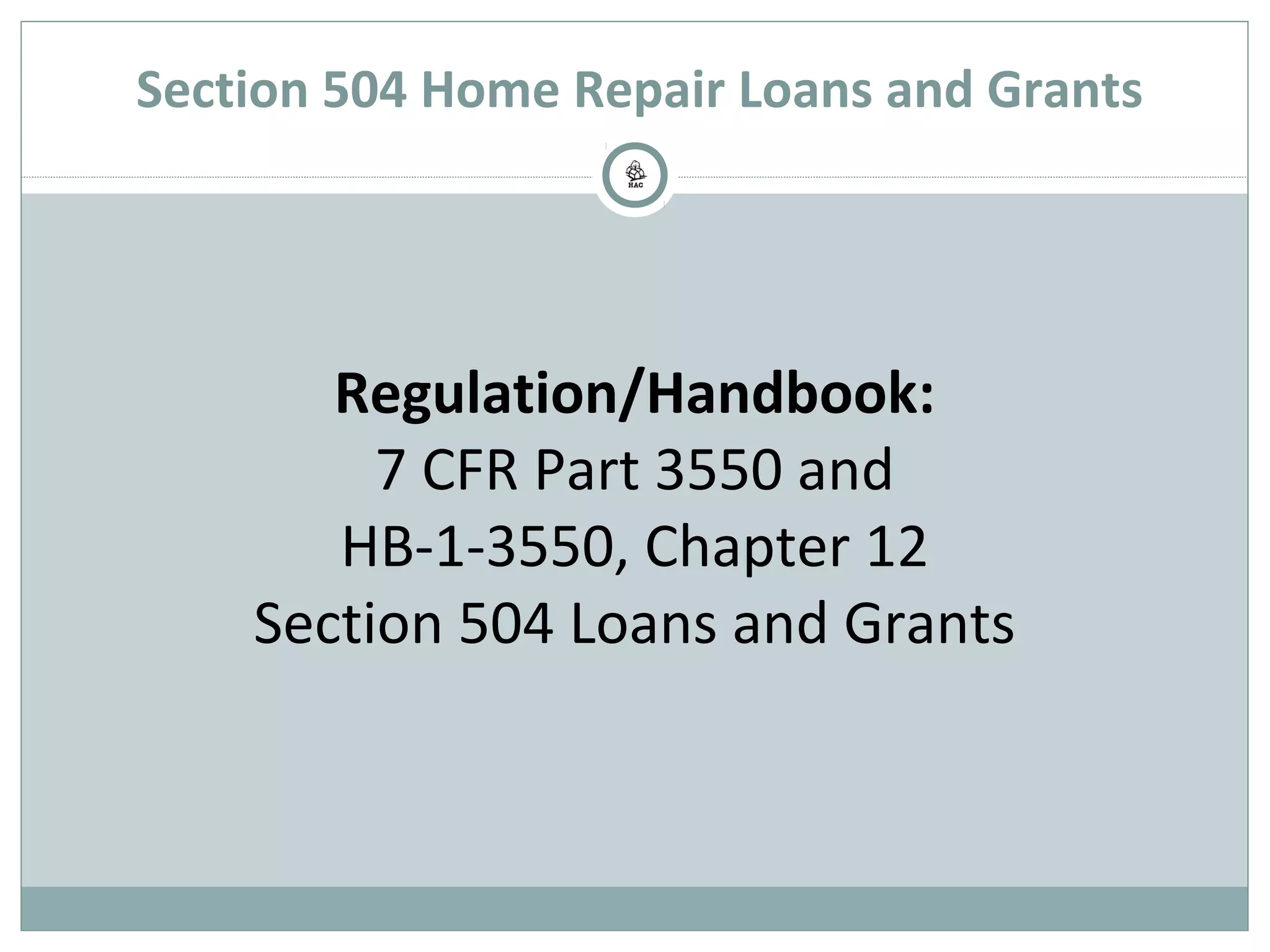 USDA Section 504 Home Repair Program Overview | PPT