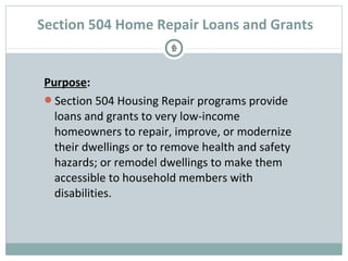 USDA Section 504 Home Repair Program Overview | PPT