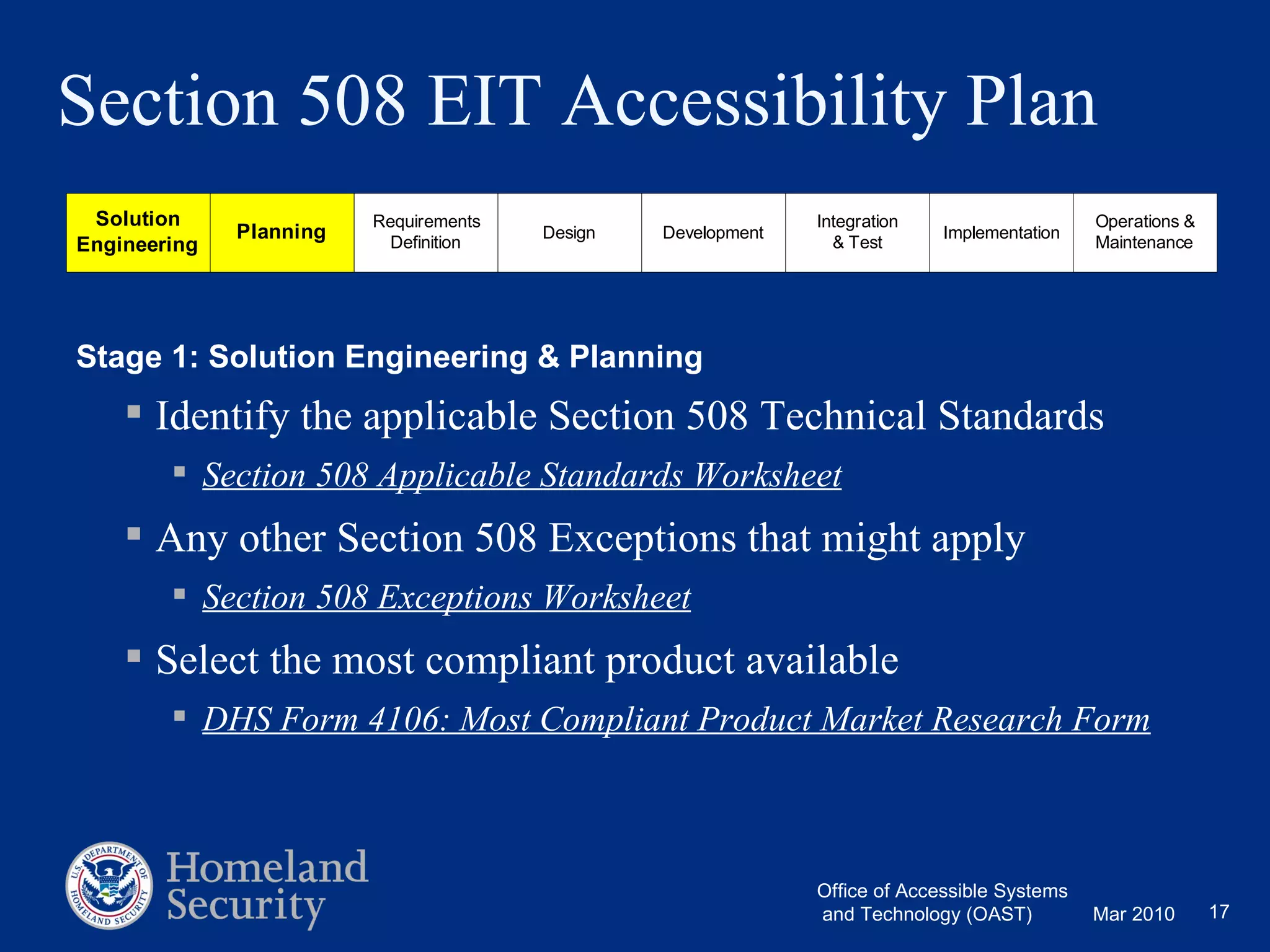 Section 508 Artifacts in the systems engineering life cycle 20100307 ...