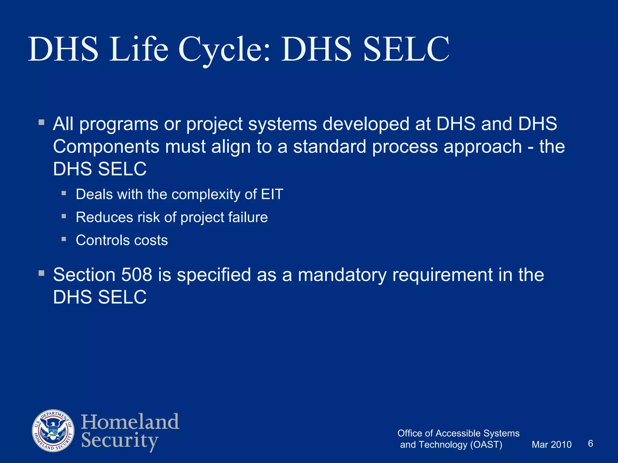 Section 508 Artifacts in the systems engineering life cycle 20100307 ...
