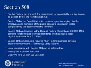 Section 508 Artifacts in the systems engineering life cycle 20100307 ...