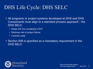 Section 508 Artifacts in the systems engineering life cycle 20100307 ...