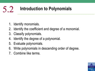 Section 52.ppt maths subject chapter polinomials | PPT