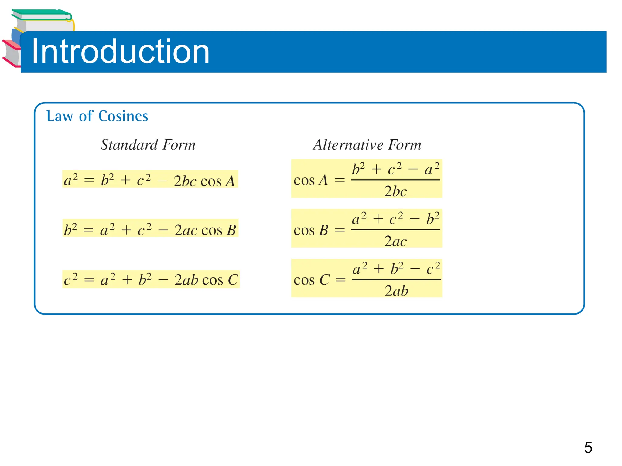 Power point presentation about the law of cosine | PPT
