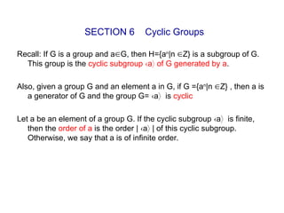 SECTION 6 Cyclic Groups.ppt notes impor | PPT