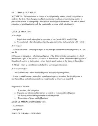 S E C T I O N 6 NOVATION. extinguishment of obligation | DOCX