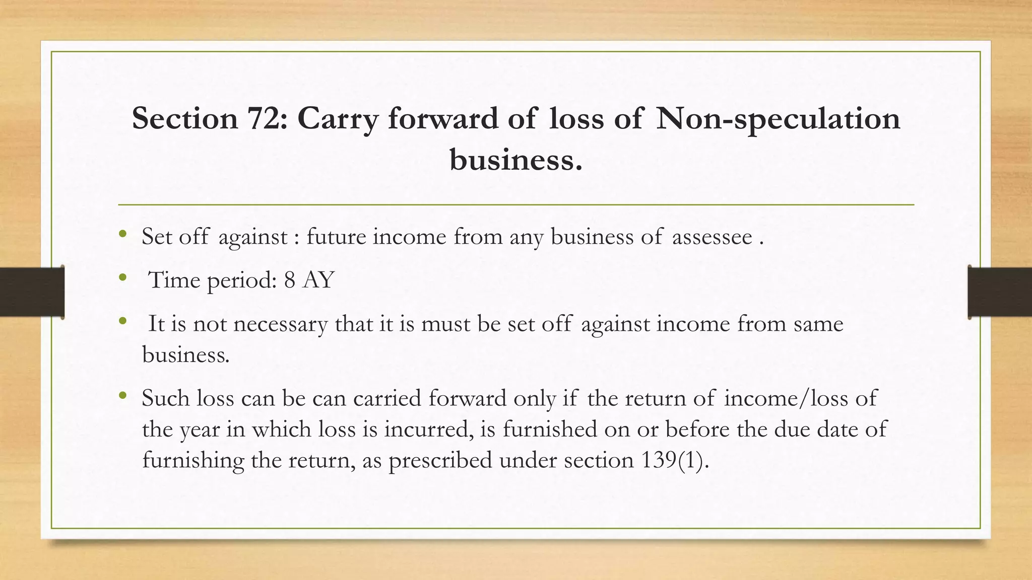 Summary of Set off and Carry forward of Losses of Income tax act,1961 ...