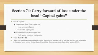 Summary of Set off and Carry forward of Losses of Income tax act,1961 ...