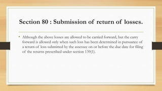 Summary of Set off and Carry forward of Losses of Income tax act,1961 ...
