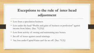 Summary of Set off and Carry forward of Losses of Income tax act,1961 ...