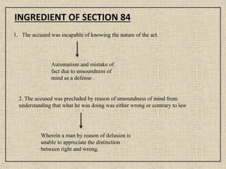 Section 84, ipc | PPTX | Mental Health | Diseases and Conditions
