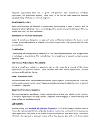 Section 8 Microfinance Company Registration: Funding Options | DOCX