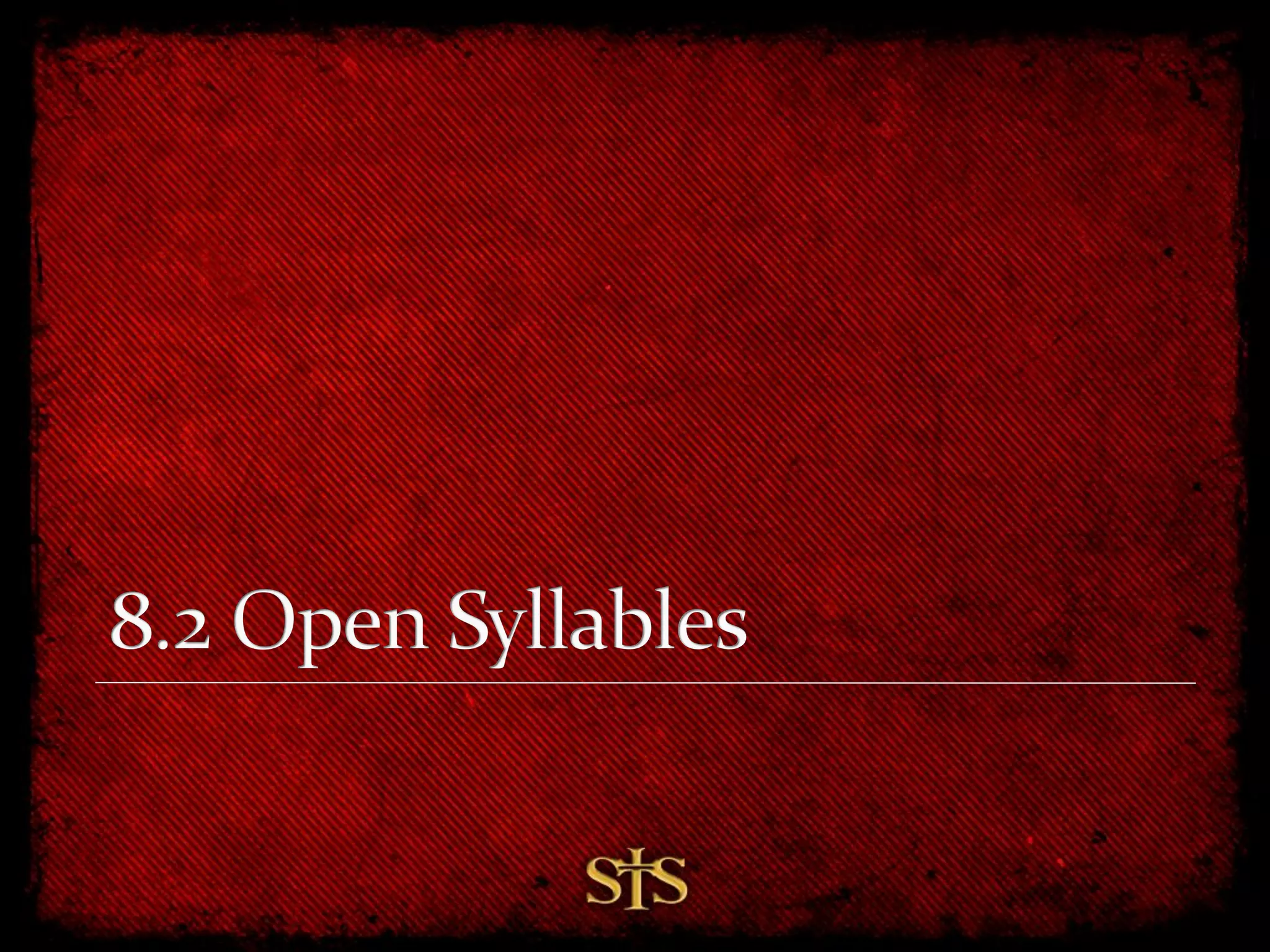Section 8: Syllables | PDF