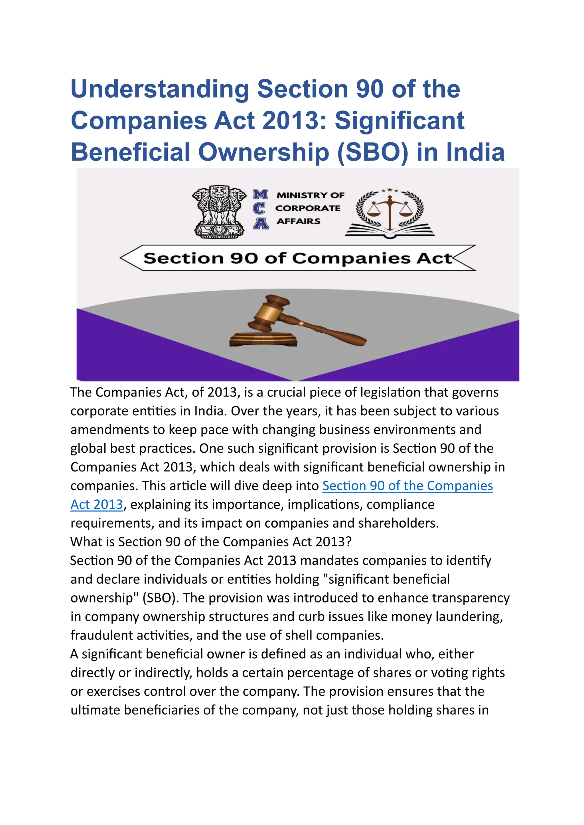 Section 90 of the Companies Act 2013: A Detailed Overview | PDF