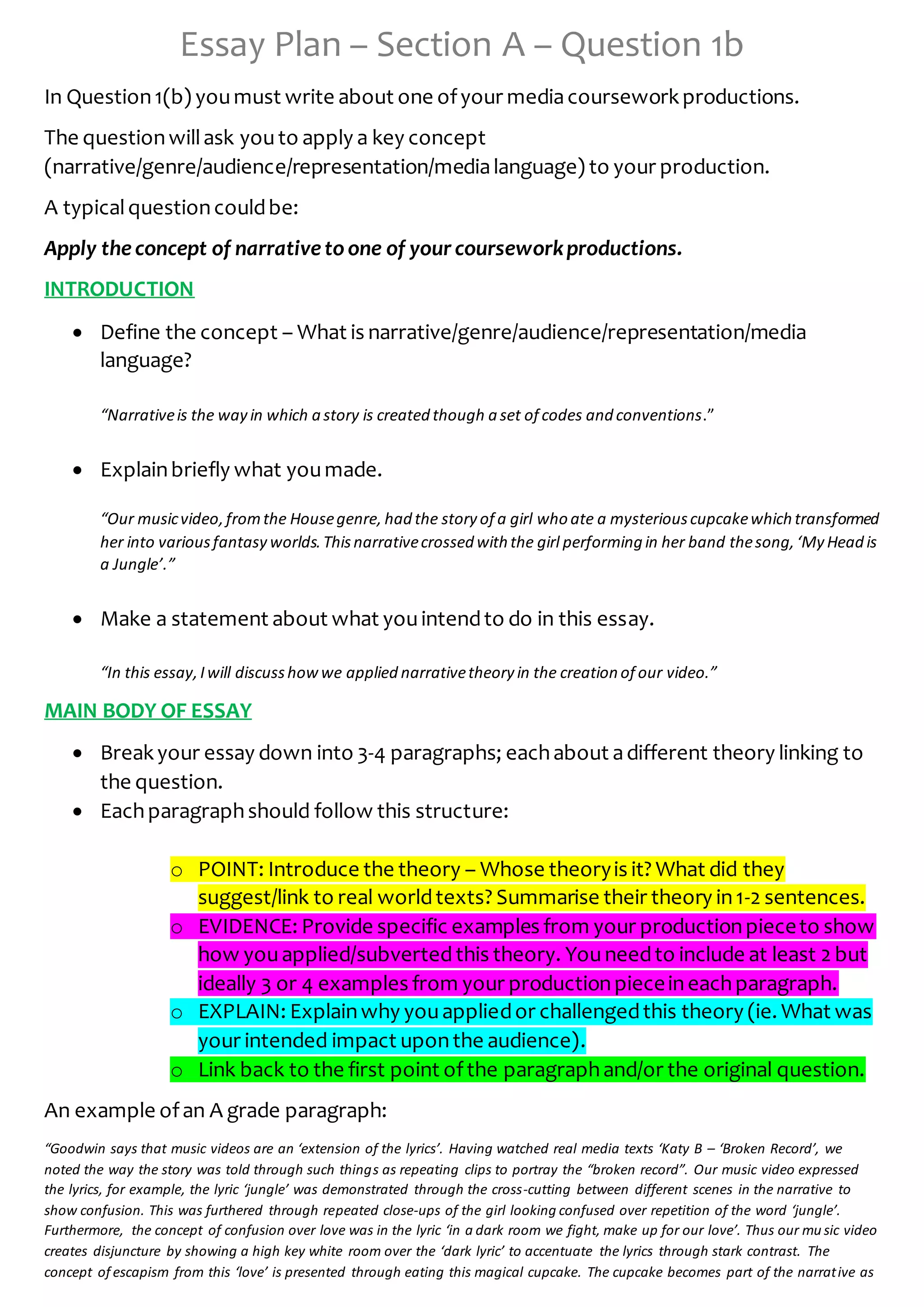 Section a 1b - essay plan | PDF