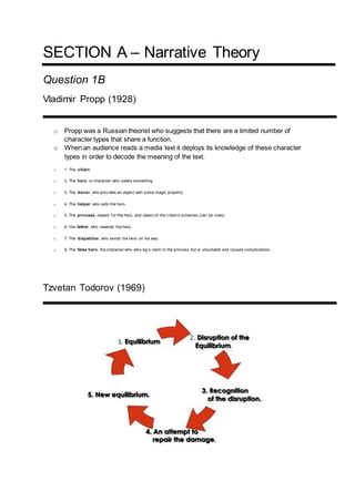 Section a narrative theories | DOCX | Books and Literature