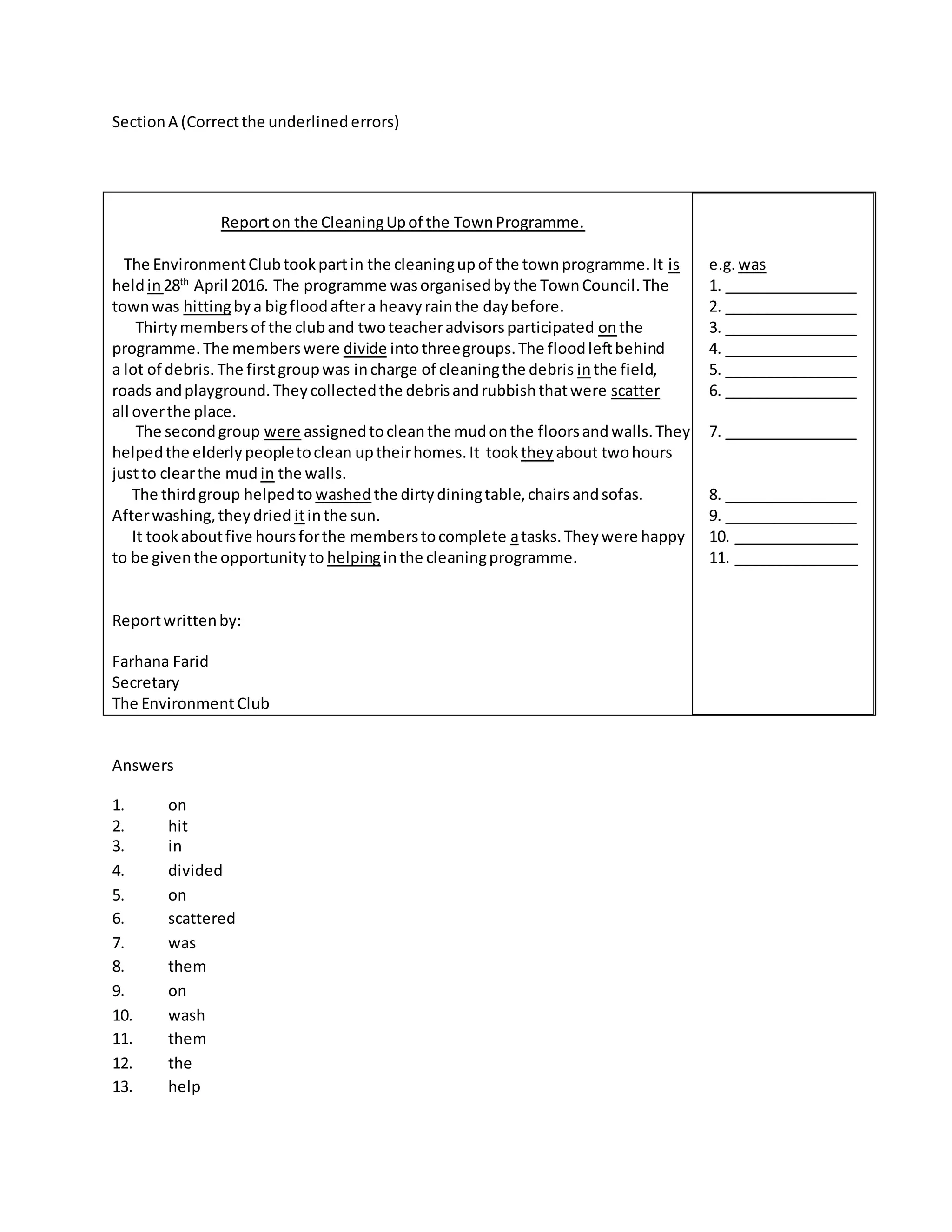 PT3 Section A exercise (Topic: Flood) | DOCX