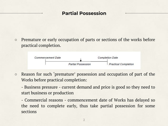 Sectional completion and partial possession by employer PP2 Coursework ...