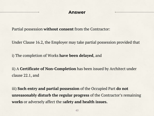 Sectional completion and partial possession by employer PP2 Coursework ...