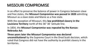 CAMBRIDGE AS HISTORY: HISTORY OF THE USA. SECTIONAL TENSIONS IN THE ...