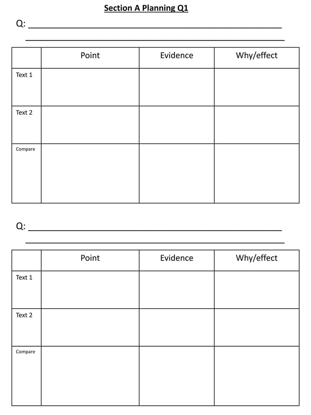 Section a q1 planning sheet | PDF