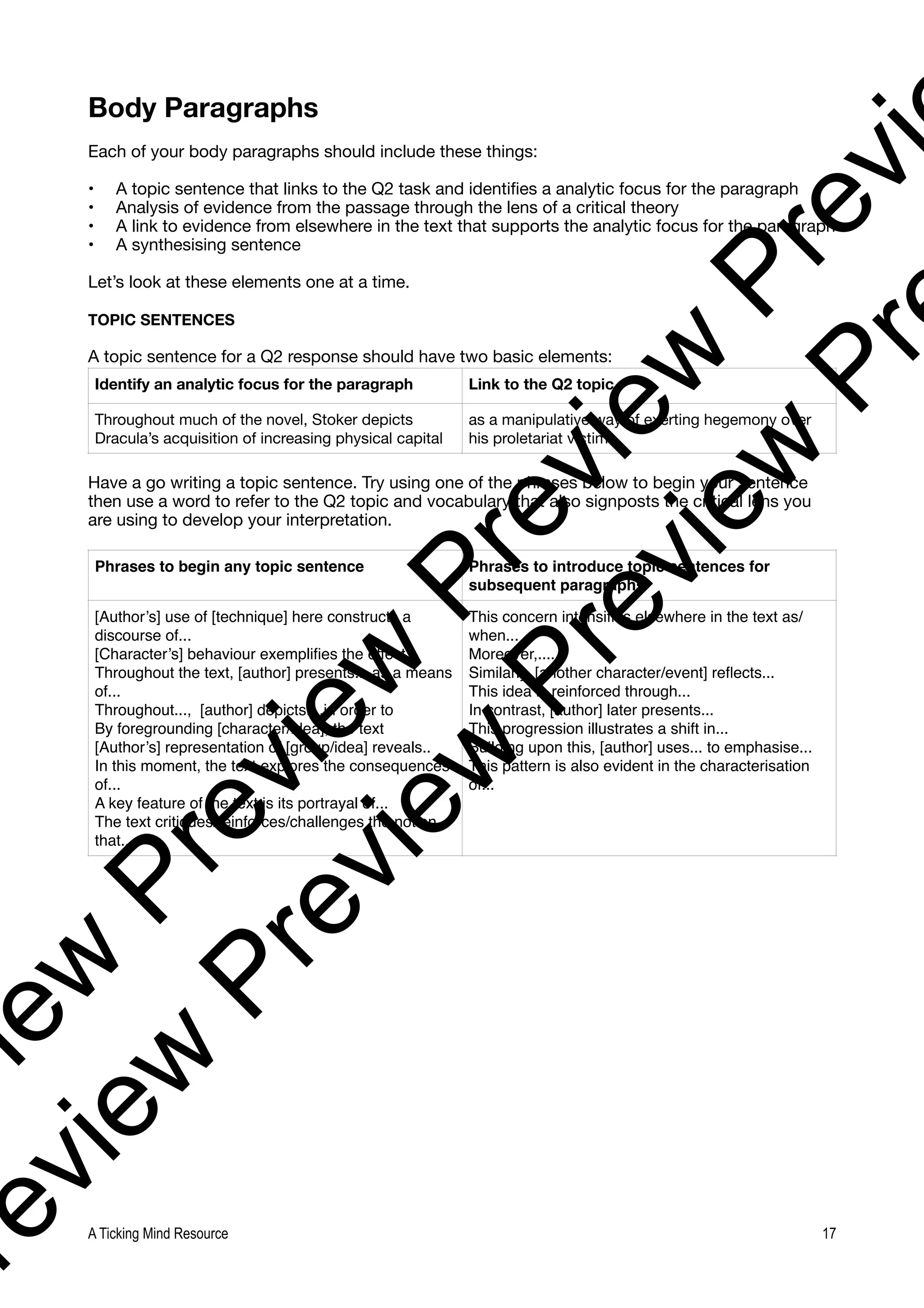 VCE Literature Section A Exam Response Guide | PDF